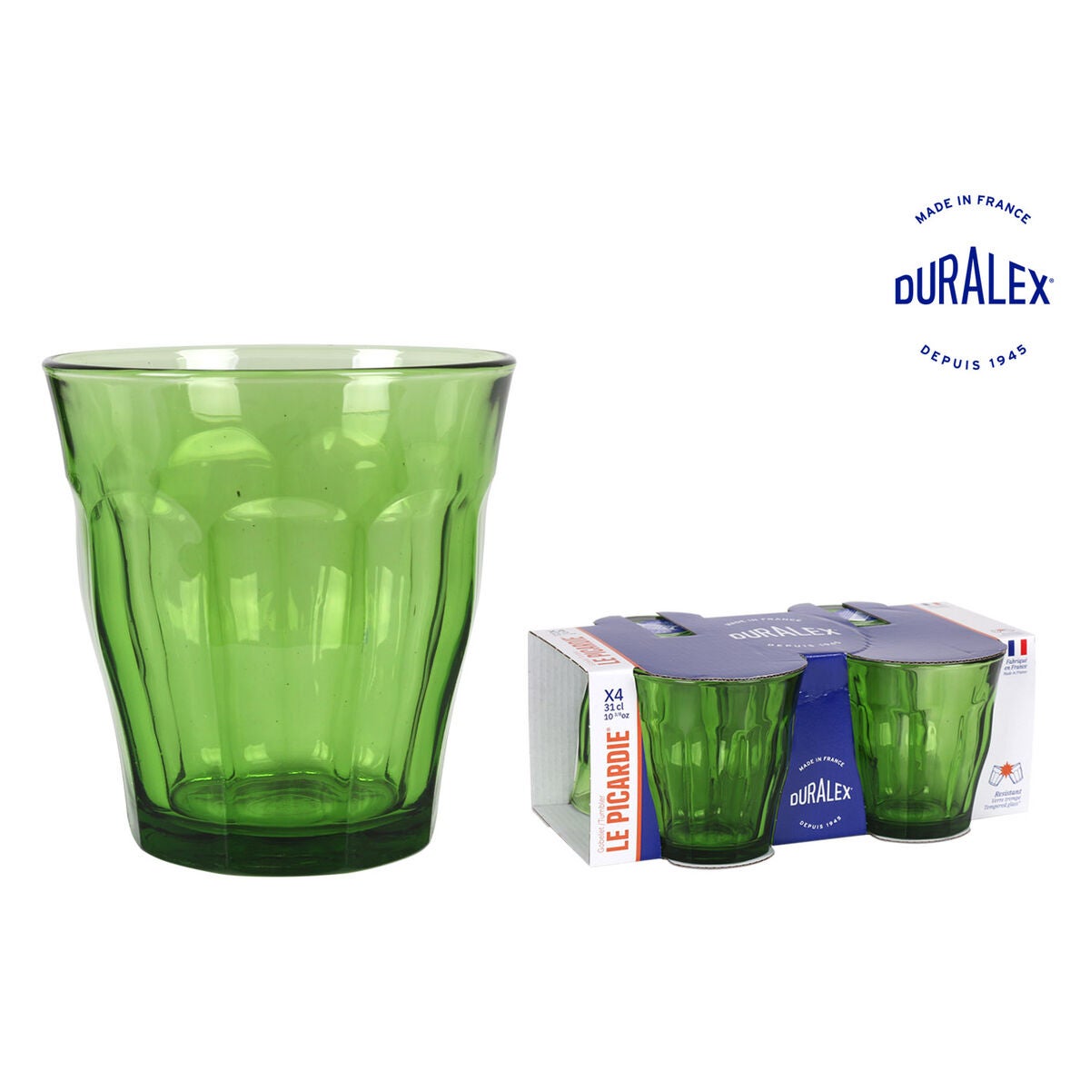 Set de Verres Duralex Picardie Vert 310 ml (4 Unités) | Leroy Merlin
