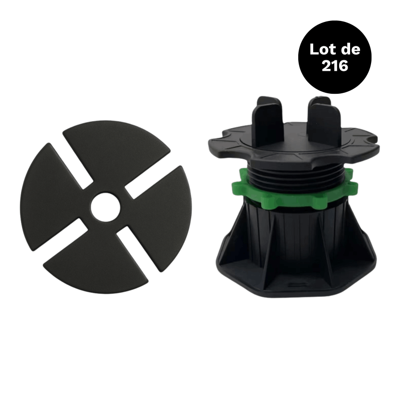 Lot de 216 plots réglables 50-80 mm dalle et carrelage avec cales anti ...