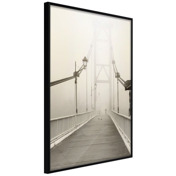 Affiche Murale Encadrée "Bridge Disappearing into Fog" 40 x 60 cm Noir ...