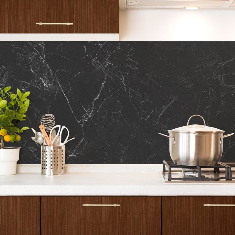 Crédence cuisine en aluminium effet marbre gris ardoise 240x50 cm (en 2 ...