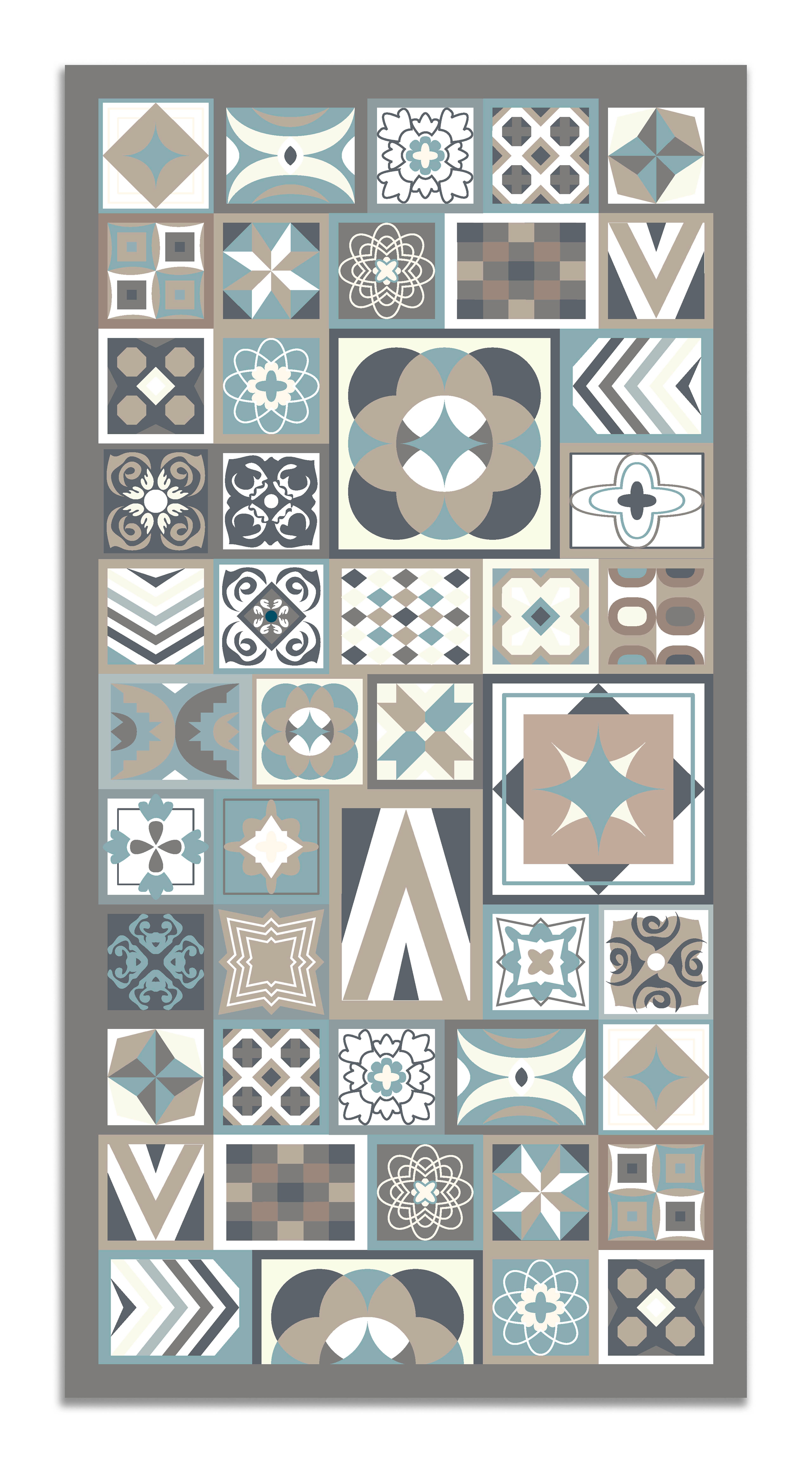 Panorama Tapis du Sol - Modèle Style Carreaux Ciments Bleu 100x140 cm ...