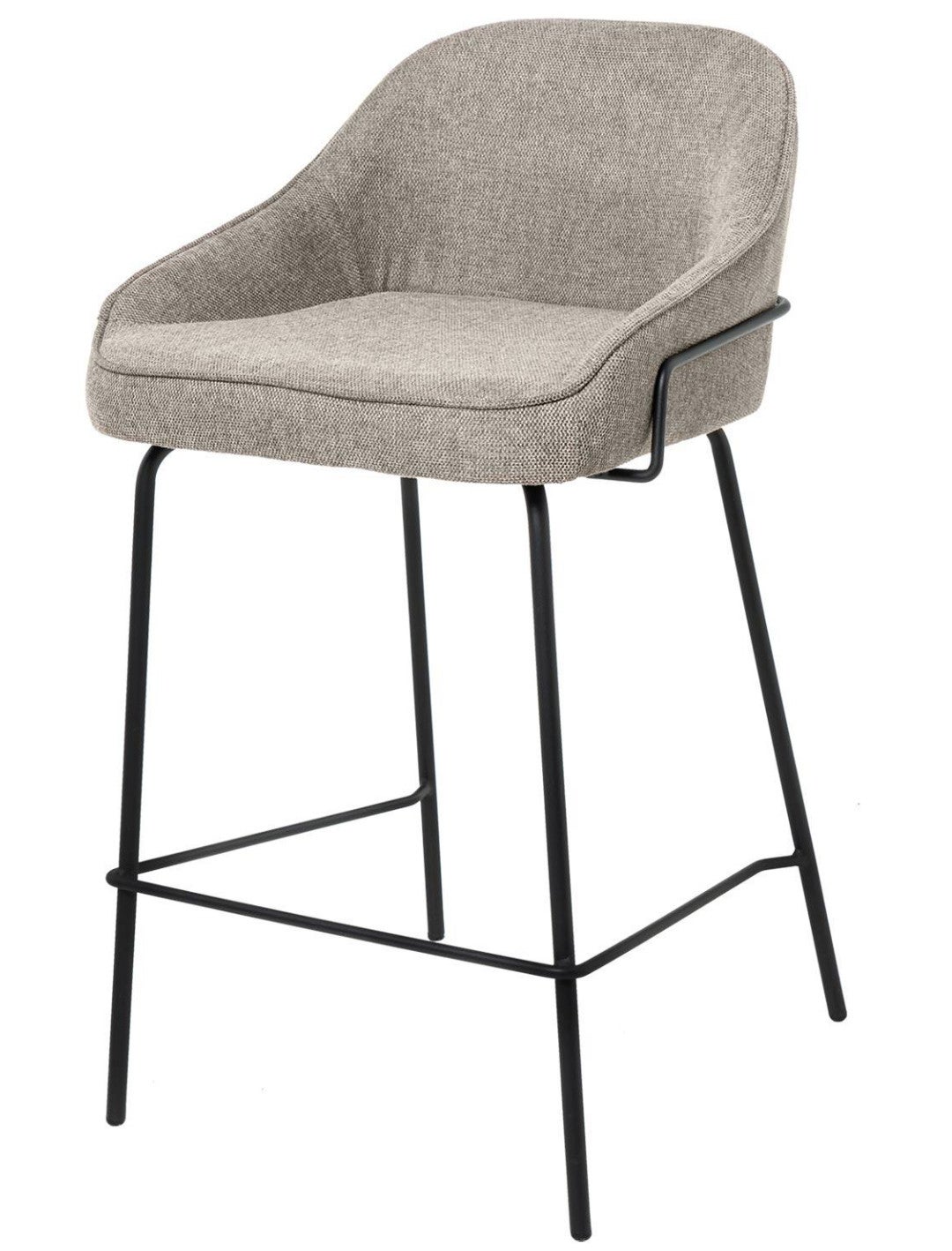 Tabouret moderne tissu avec pieds en métal noir Sharle-Couleur Beige ...