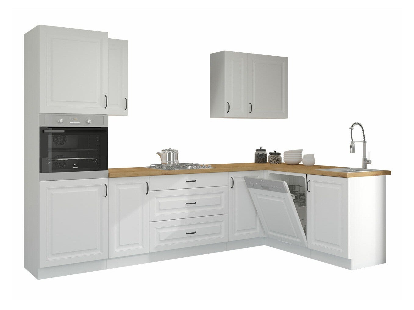 Cuisine complète modulaire Retro White 148, 162cm, MDF, Stratifié ...