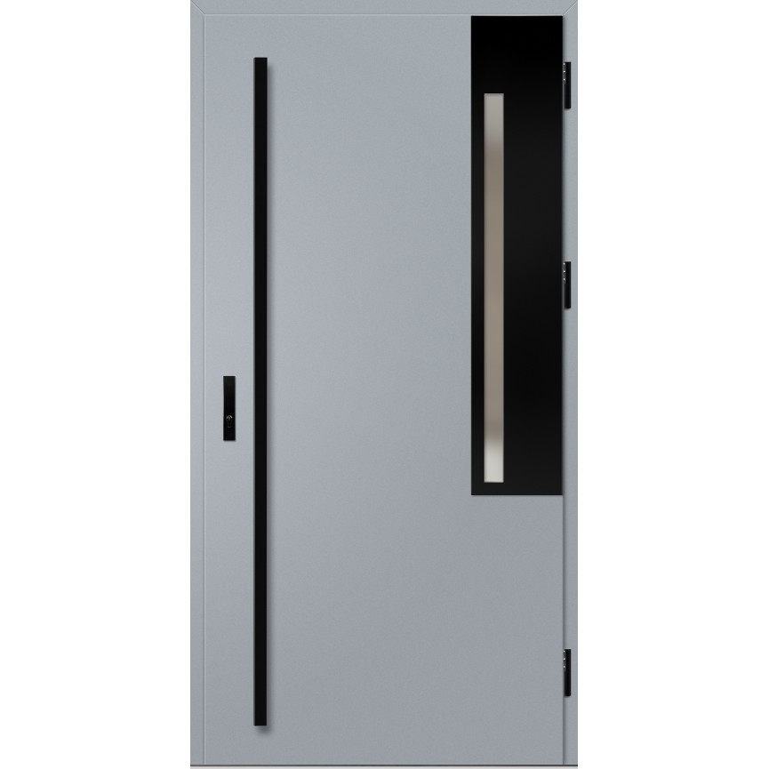 Porte d'entrée en acier avec cadre en aluminium FRYBURG 1 - Poussant ...