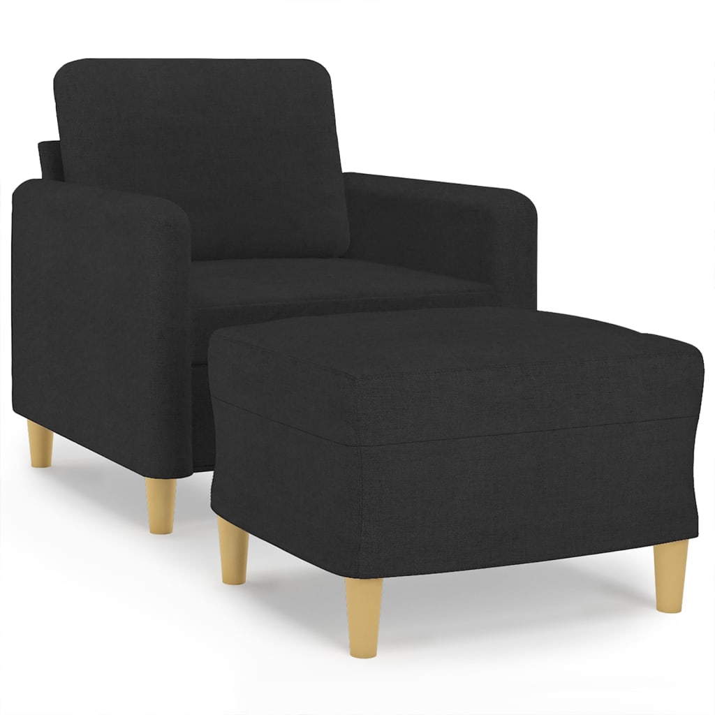 Sillón con taburete tela negro 60 cm | Leroy Merlin