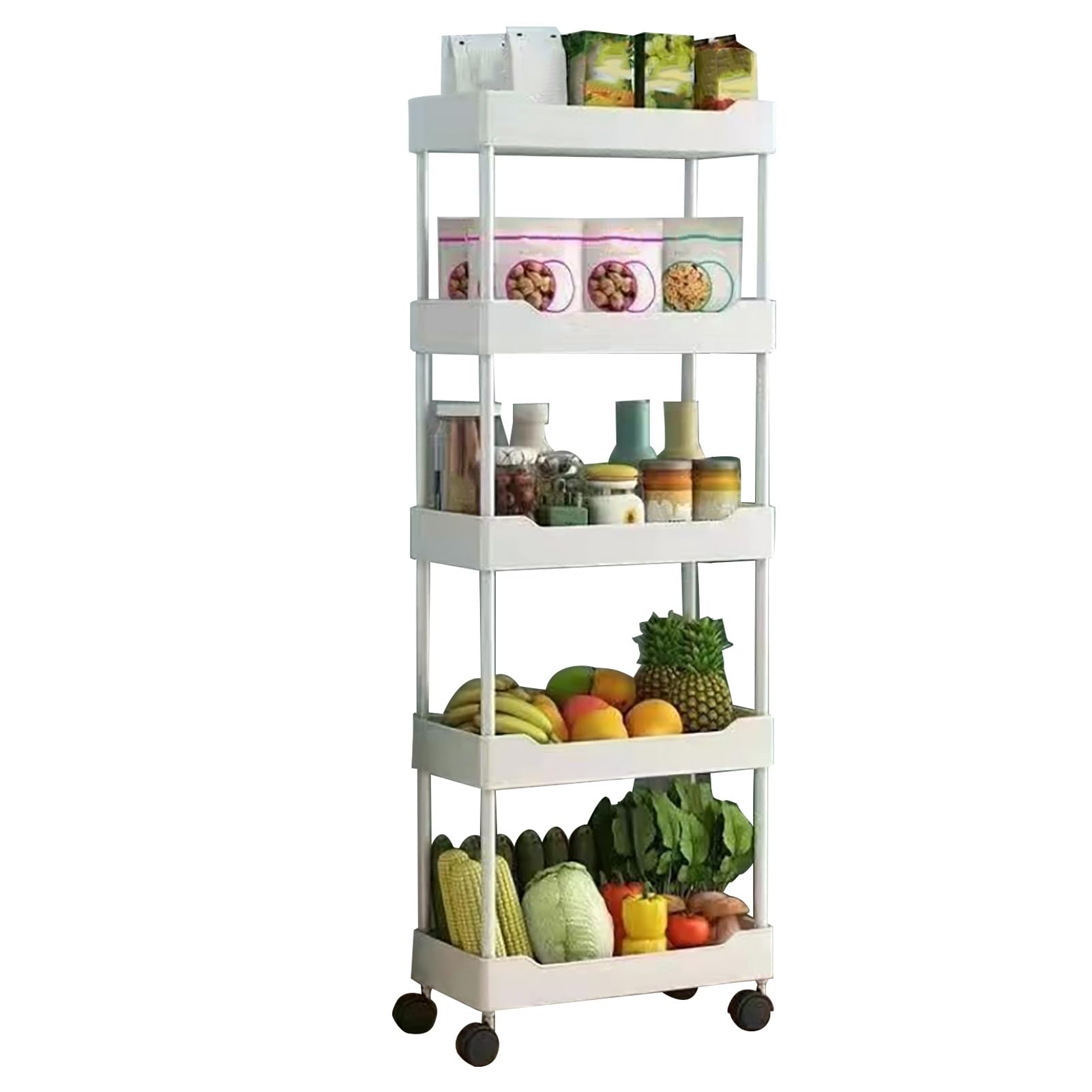 Chariot utilitaire à roulettes à 5 niveaux, chariot de rangement à ...