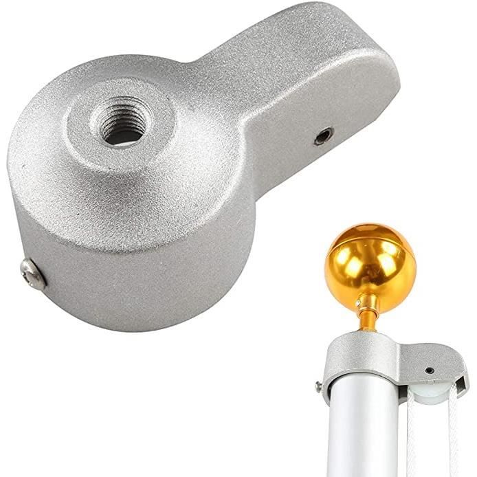 Truck Flag Pole with Nylon Pulley Silver Cast Aluminum Body Stationary ...