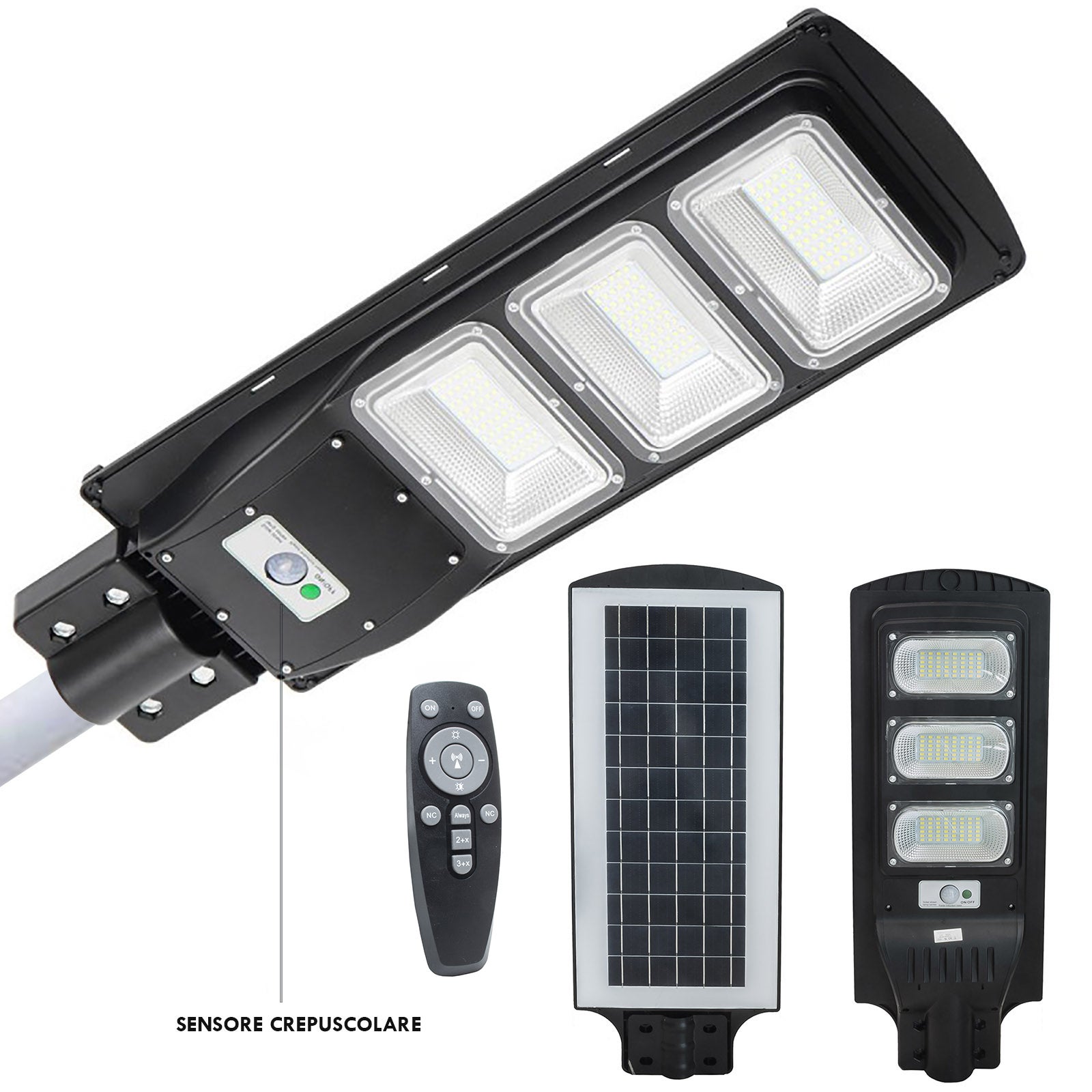 Alumbrado público faro luz solar IP65 LED 90W 6000K crepúsculo sensor ...
