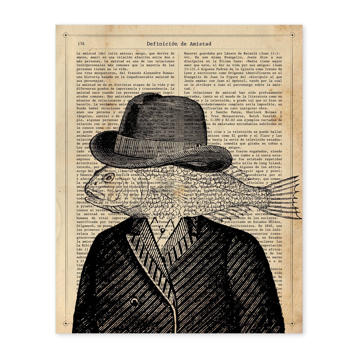 Affiche Classic Fishman Avec Définition. Feuilles D'animaux Avec Texte ...