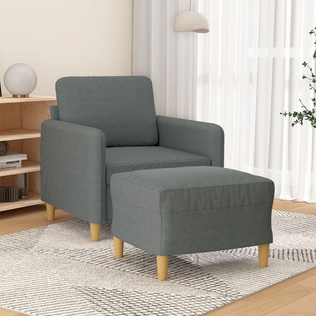VidaXL Sillón con taburete tela gris oscuro 60 cm | Leroy Merlin