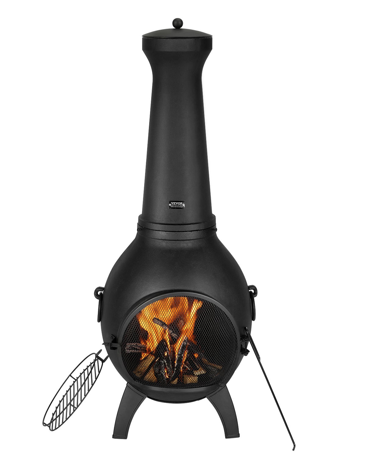 Chimenea 18",VEVOR fogón exterior a leña,fogón esférico para BBQ y ...