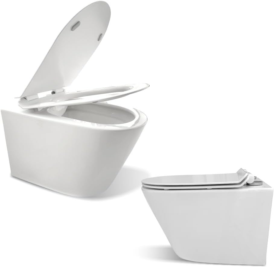 Inodoro Completo Suspendido WC con Sistema Rimless Antibacterias ...