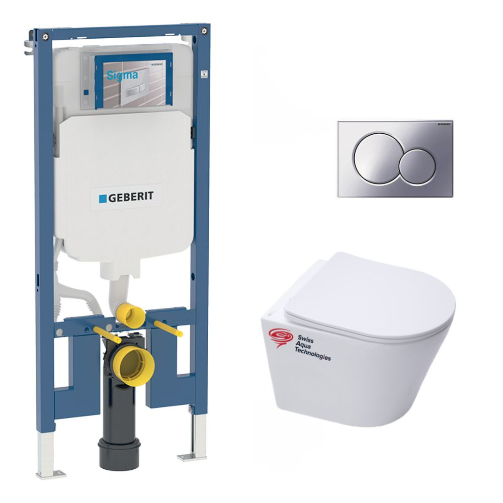 Pack WC Bati-support Geberit UP720 extra-plat + WC SAT Infinitio sans ...