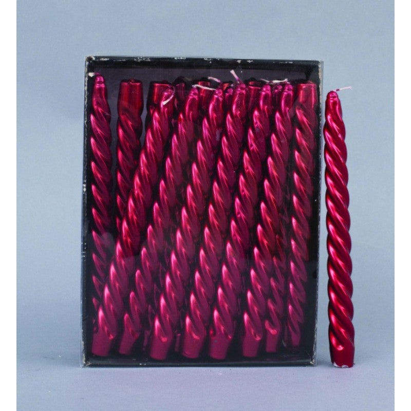 Bougie rouge torsadée rouge métallique cm 2 x 24 h | Leroy Merlin