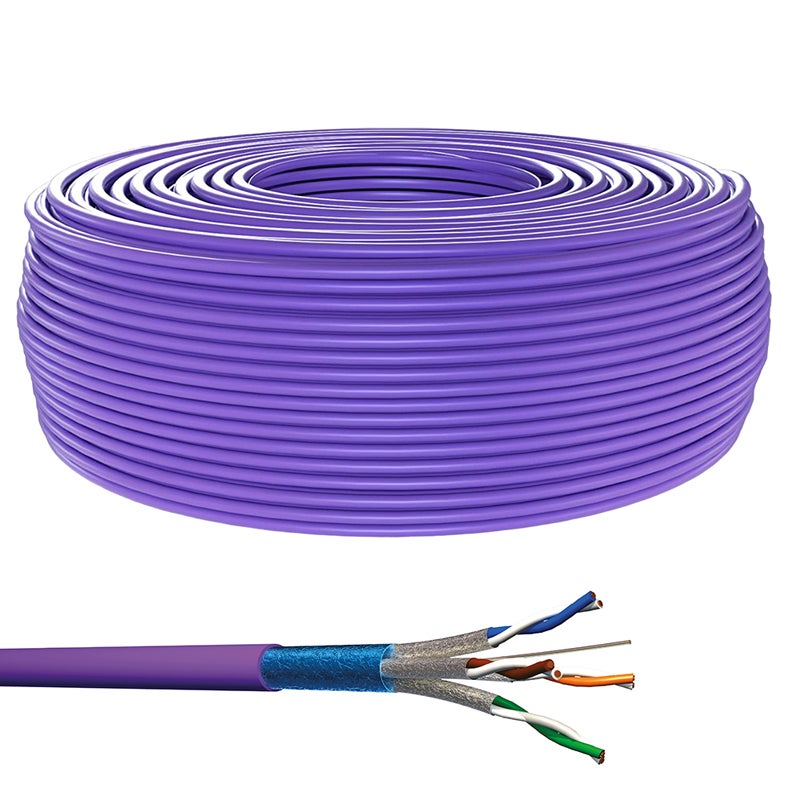 Bobine de câble Ethernet RJ45 Cat 6a monobrin F/FTP violet LSOH rpc dca ...