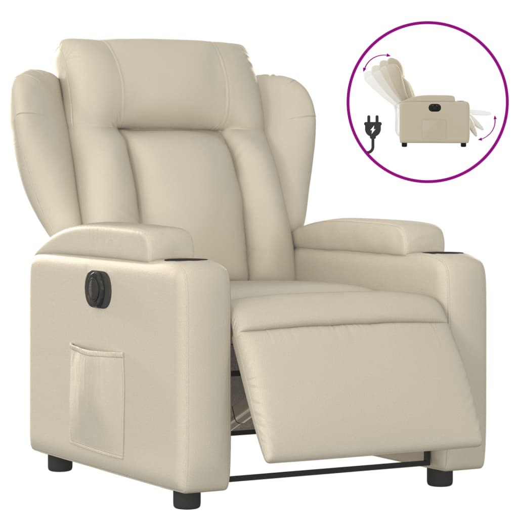 Fauteuil de Salon | Chaise | Fauteuil inclinable électrique Crème ...
