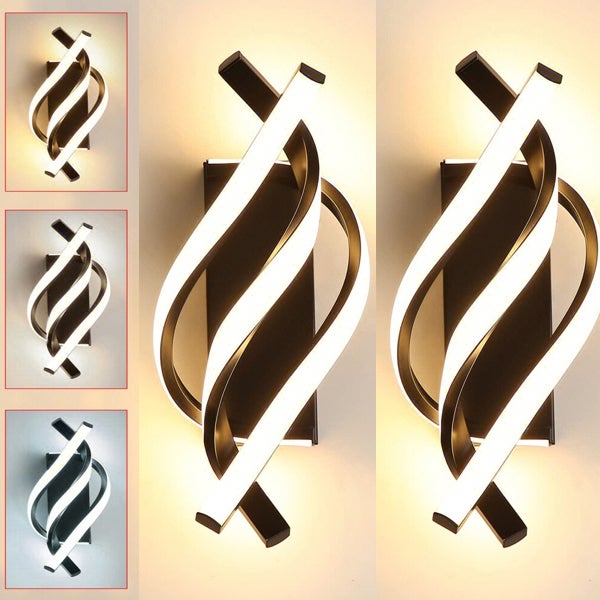 Aplique LED de pared negro, iluminación interior, diseño en espiral ...