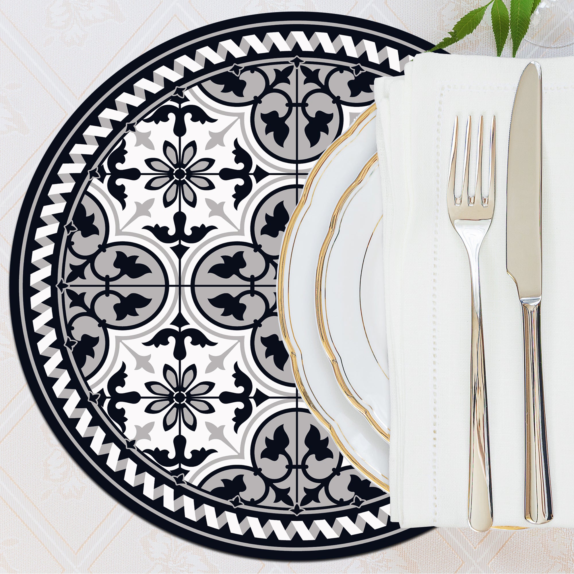 Lot de 4 sets de table/ Motifs géométriques / 38 cm - ROND/ Créé et ...