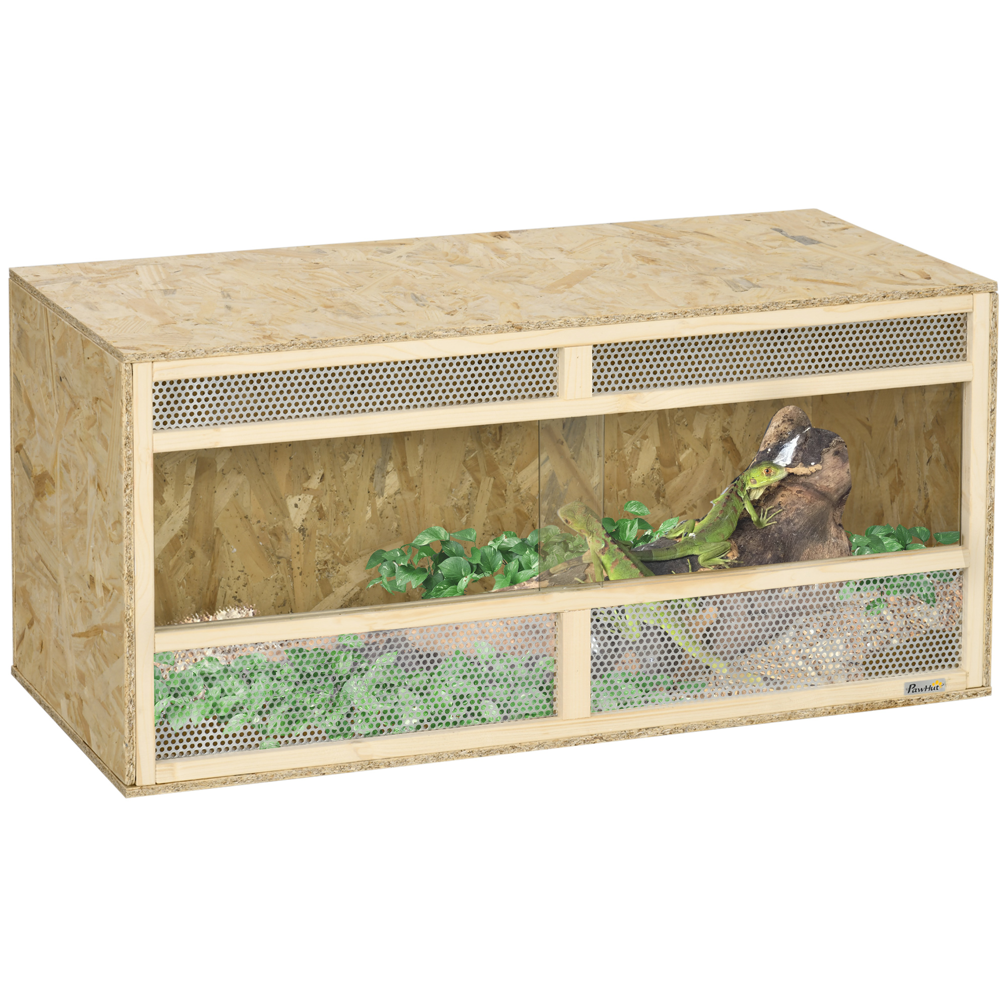 Terrarium en bois OSB pour reptiles avec porte coulissante en verre ...