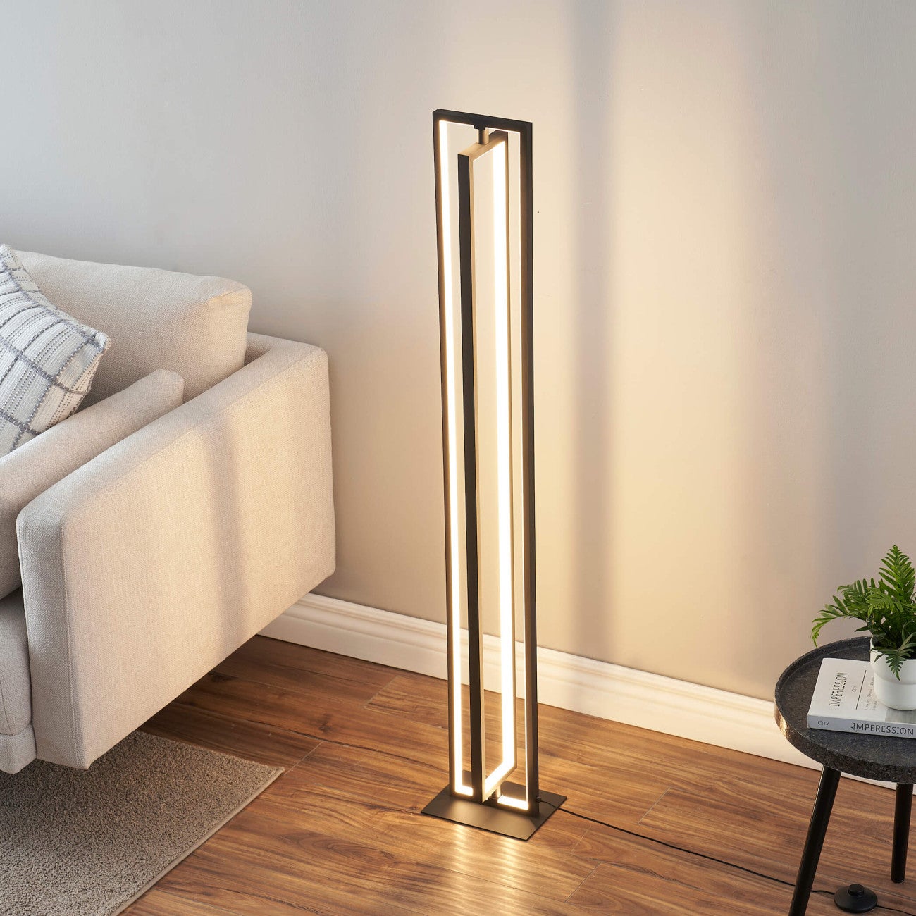 Lámpara de interior negra rectangular LED regulable - Otso | Leroy Merlin