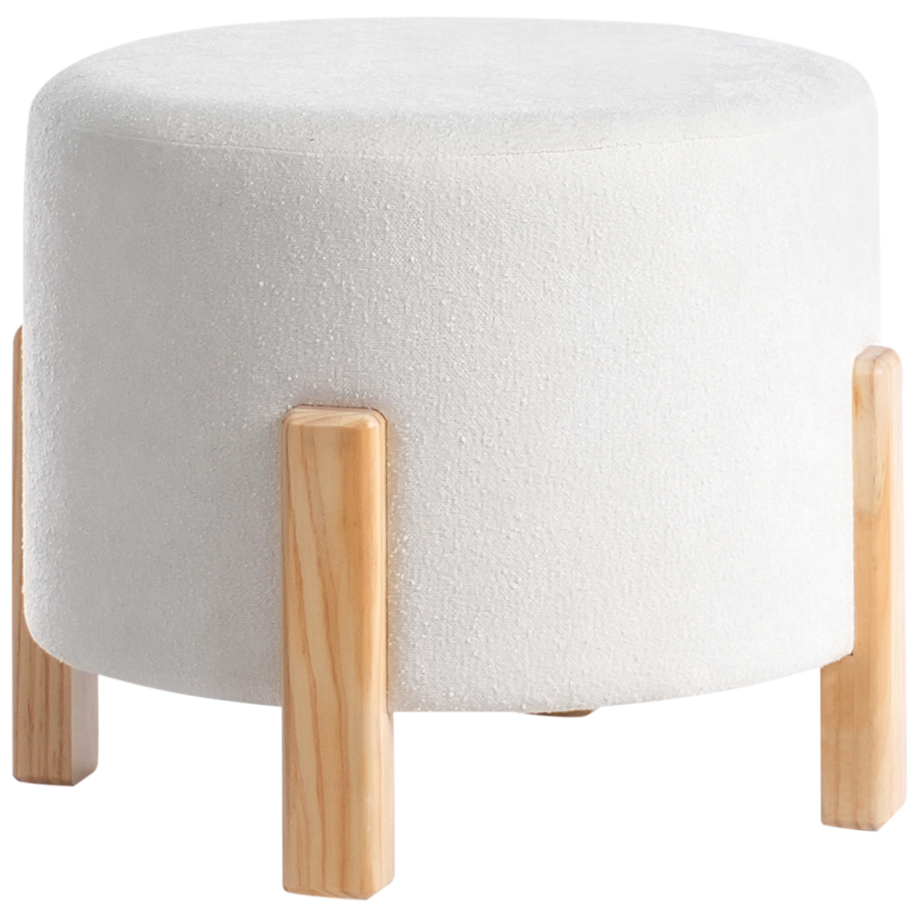 Beliani Puf TERRY Chenilla Blanco crema 53 cm 53 cm 43 cm | Leroy Merlin
