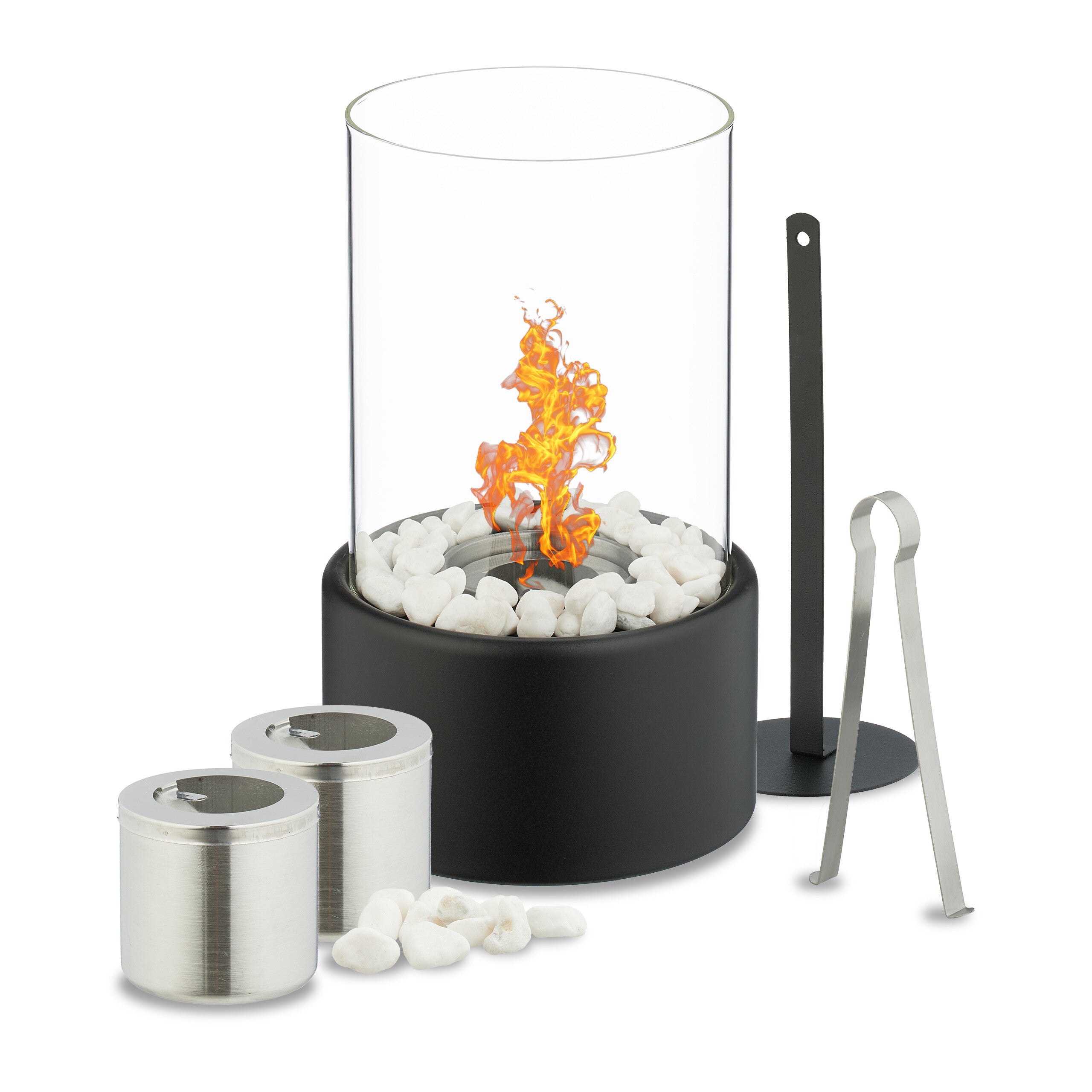 Cheminée de table, bioéthanol, intérieur & extérieur, HxD : 26,5 x 16 ...