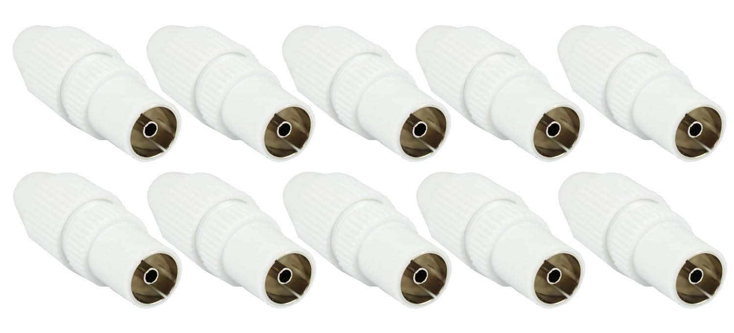 10 conectores coaxiales macho y hembra para antena de TV blanca, para ...