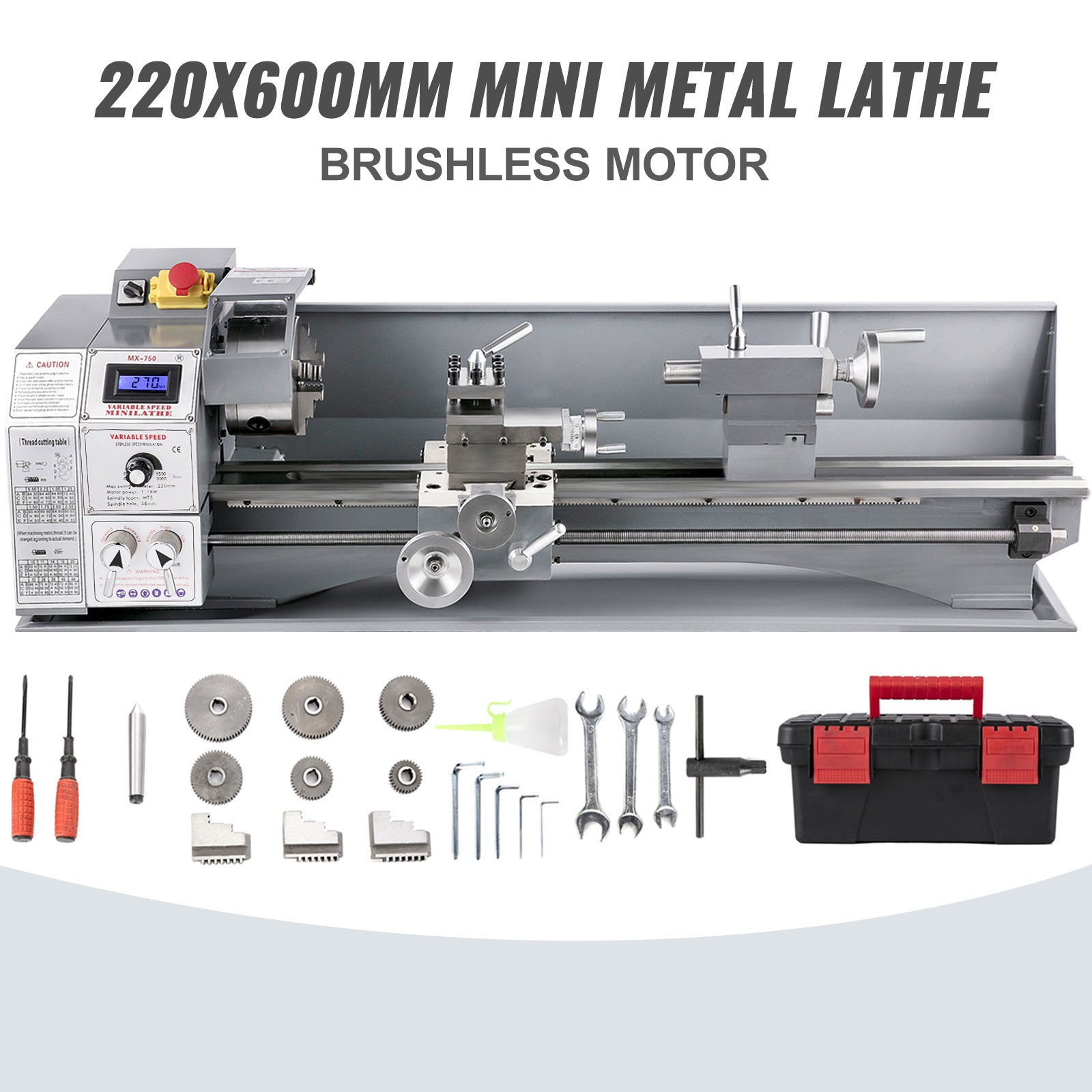 Tornio per Metallo, Potenza 750 W 220 V 50 HZ Mini Tornio per Metallo ...
