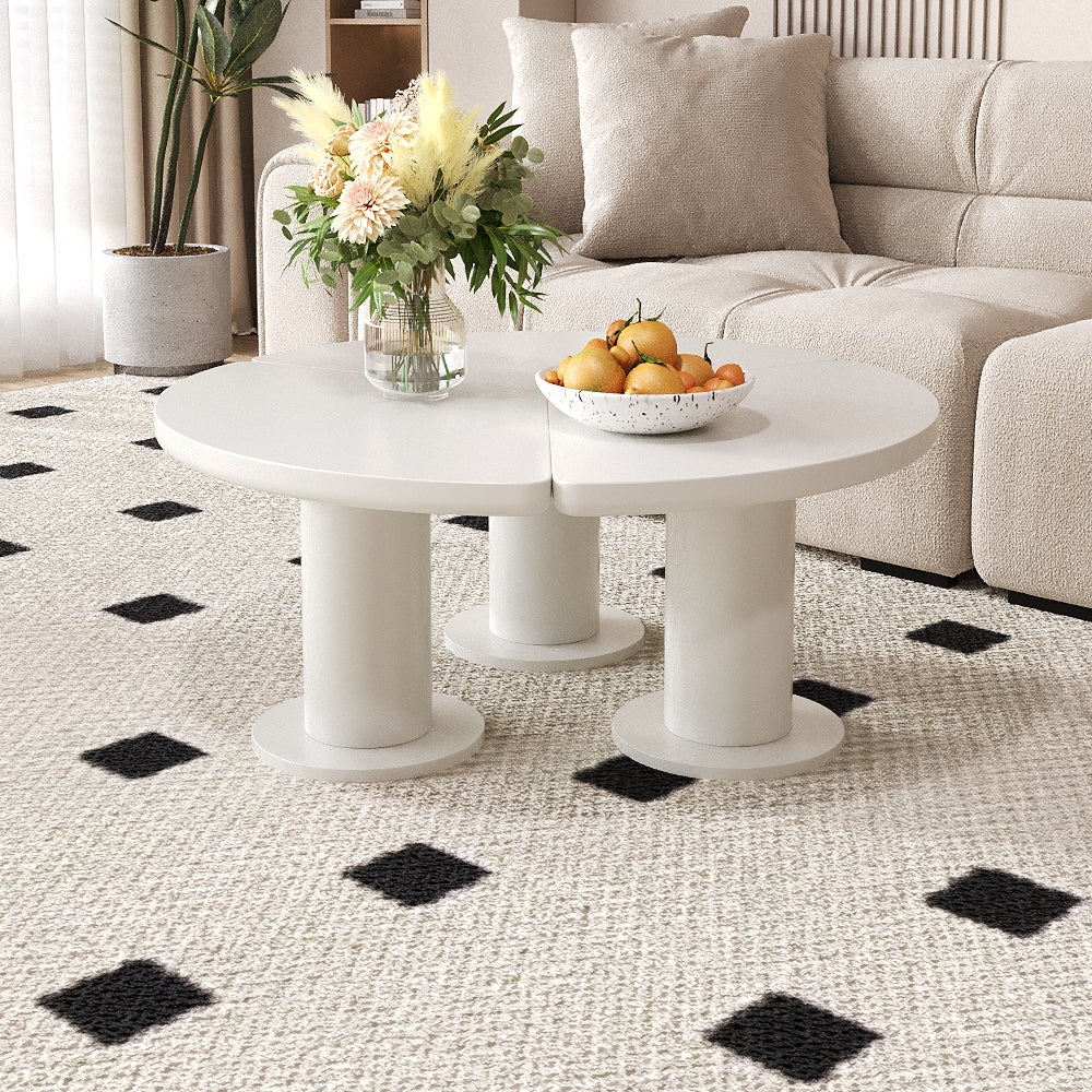 Tables basse ronde - D 100 x H 40 cm - plateau en MDF peint et pieds en ...