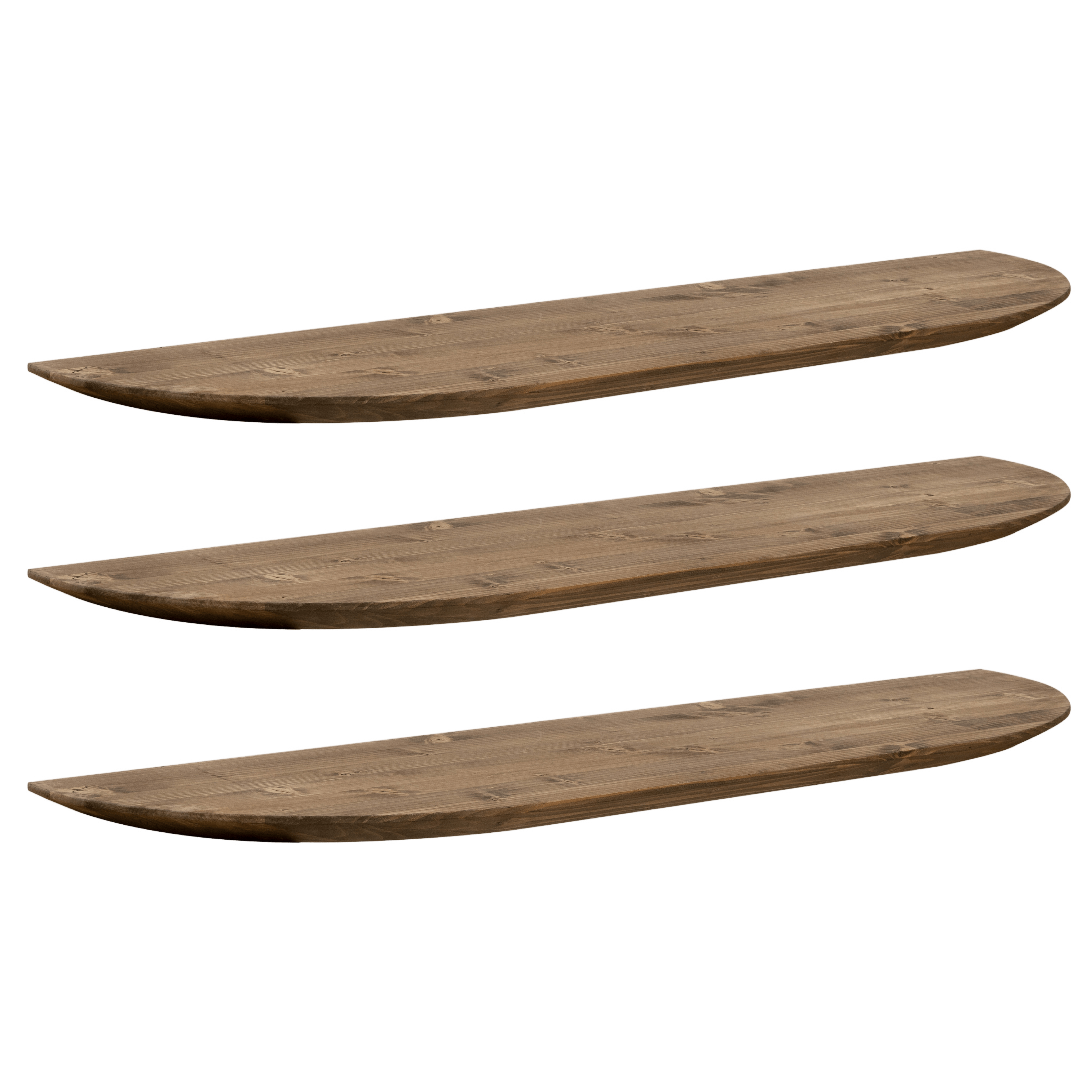 BLOOM - Pack 3 estanterías redondeadas de madera maciza flotantes tono ...