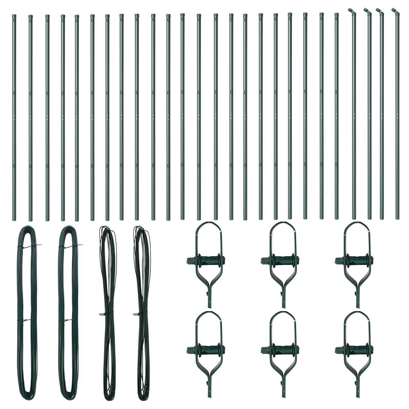 Postes de Cerca 26 uds Verde Ø32 mm 200 cm Acero Galvanizado CFW5609281 ...
