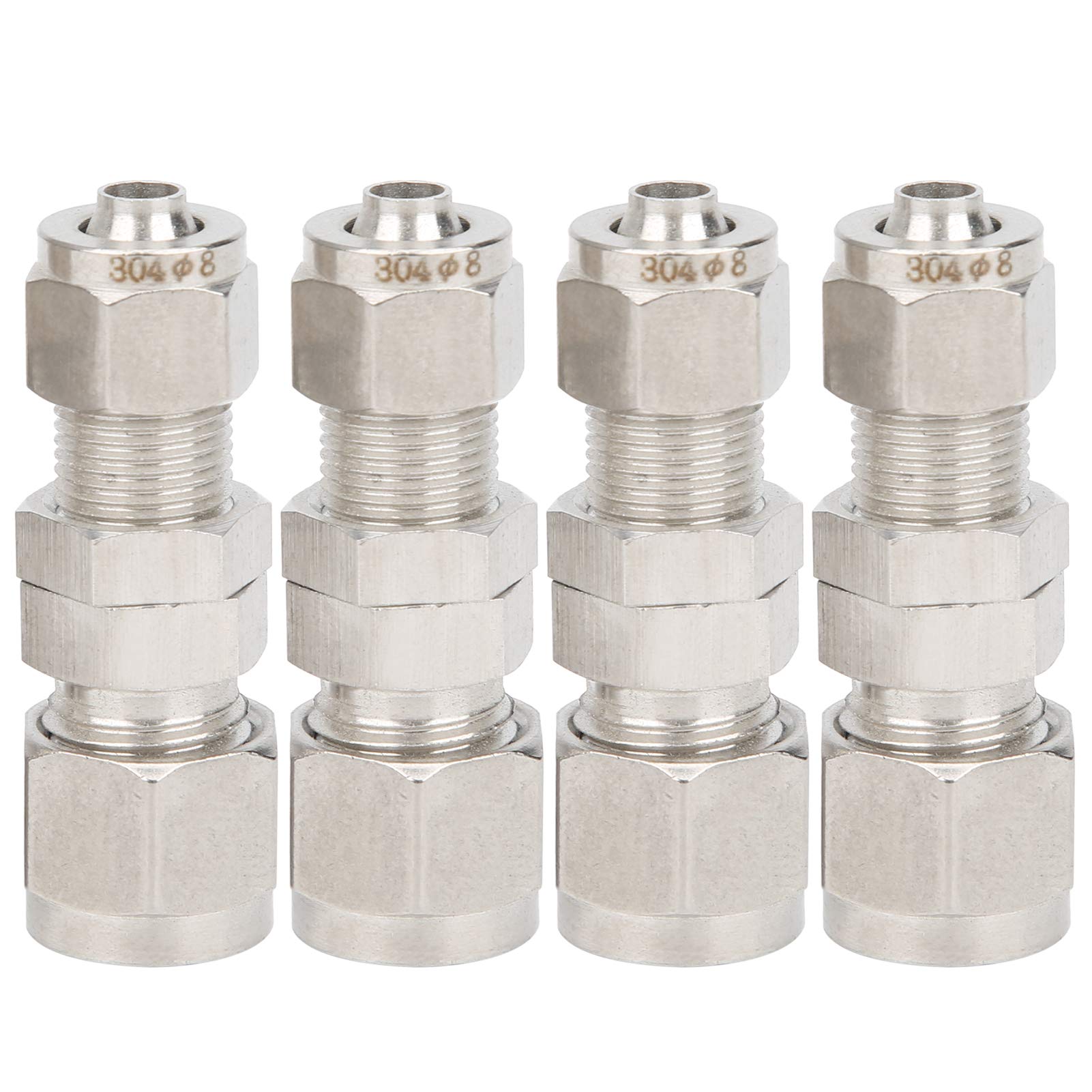 Raccord à compression pour virole 4 pièces Connecteur de cloison droit à 2 contacts en acier ...