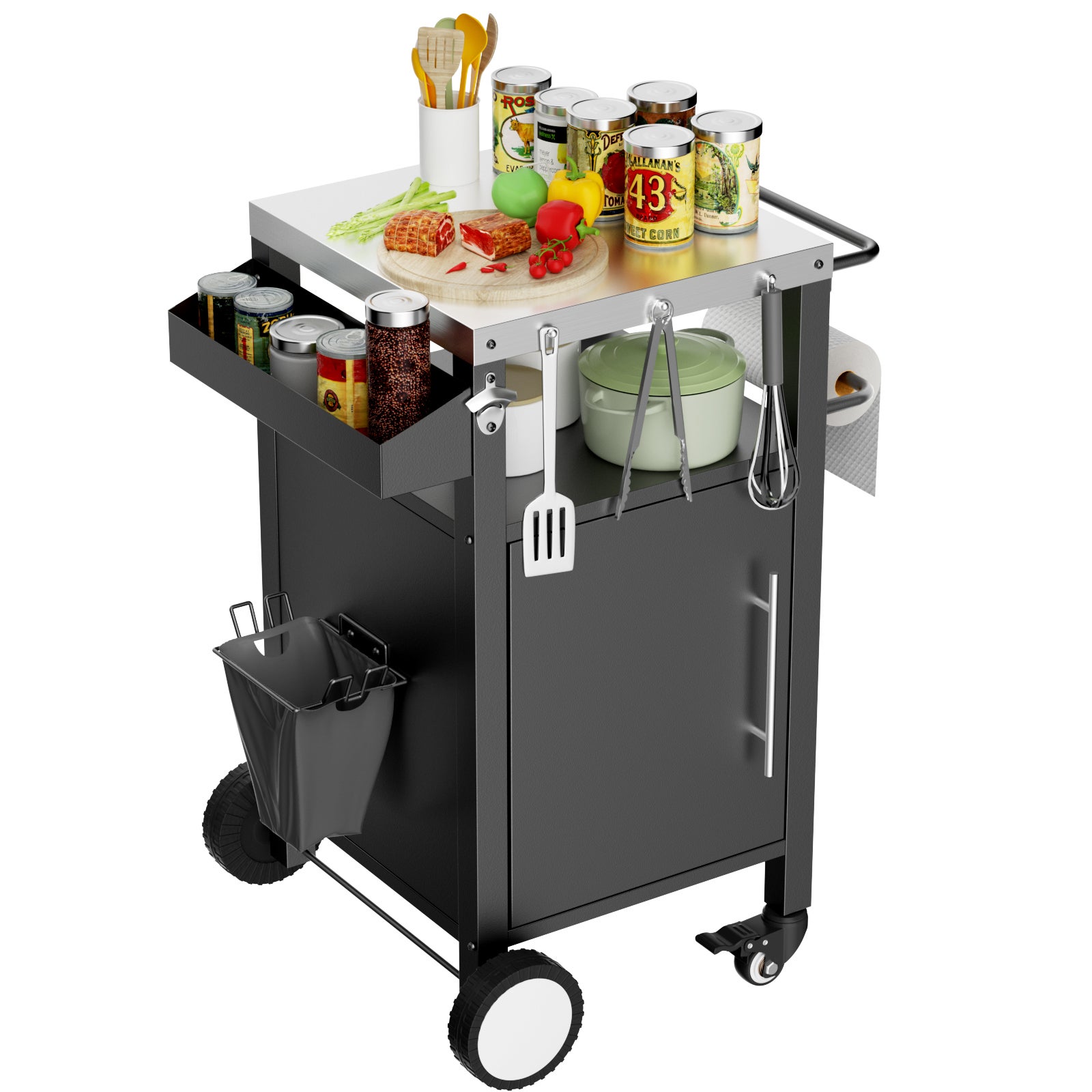 Chariot de barbecue, table de barbecue avec espace de rangement ...