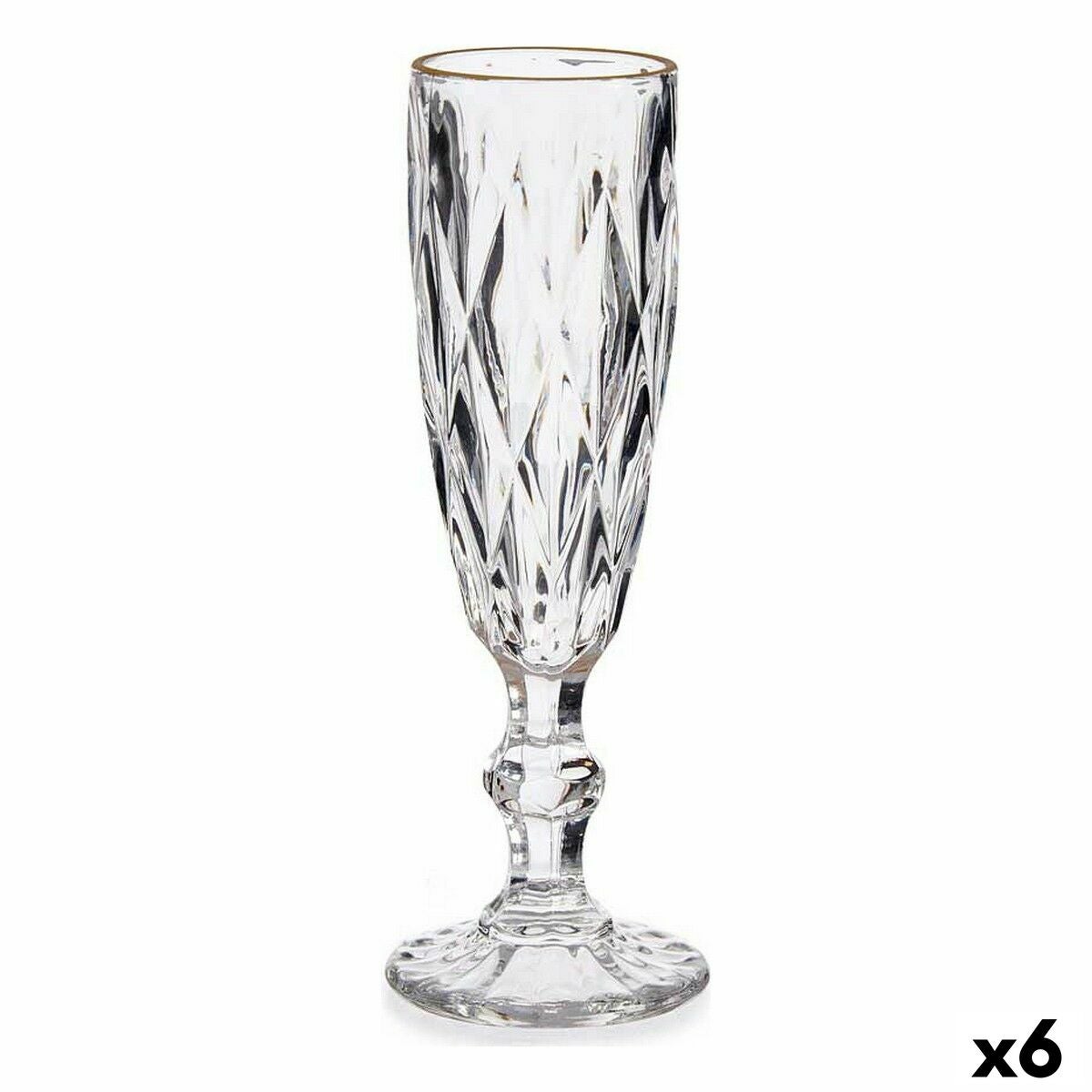 Copa de champán Diamante Dorado Transparente Vidrio 170 ml (6 Unidades ...