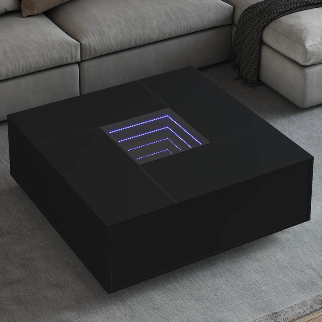Table basse avec LED infini noir 100x100x40 cm | Leroy Merlin