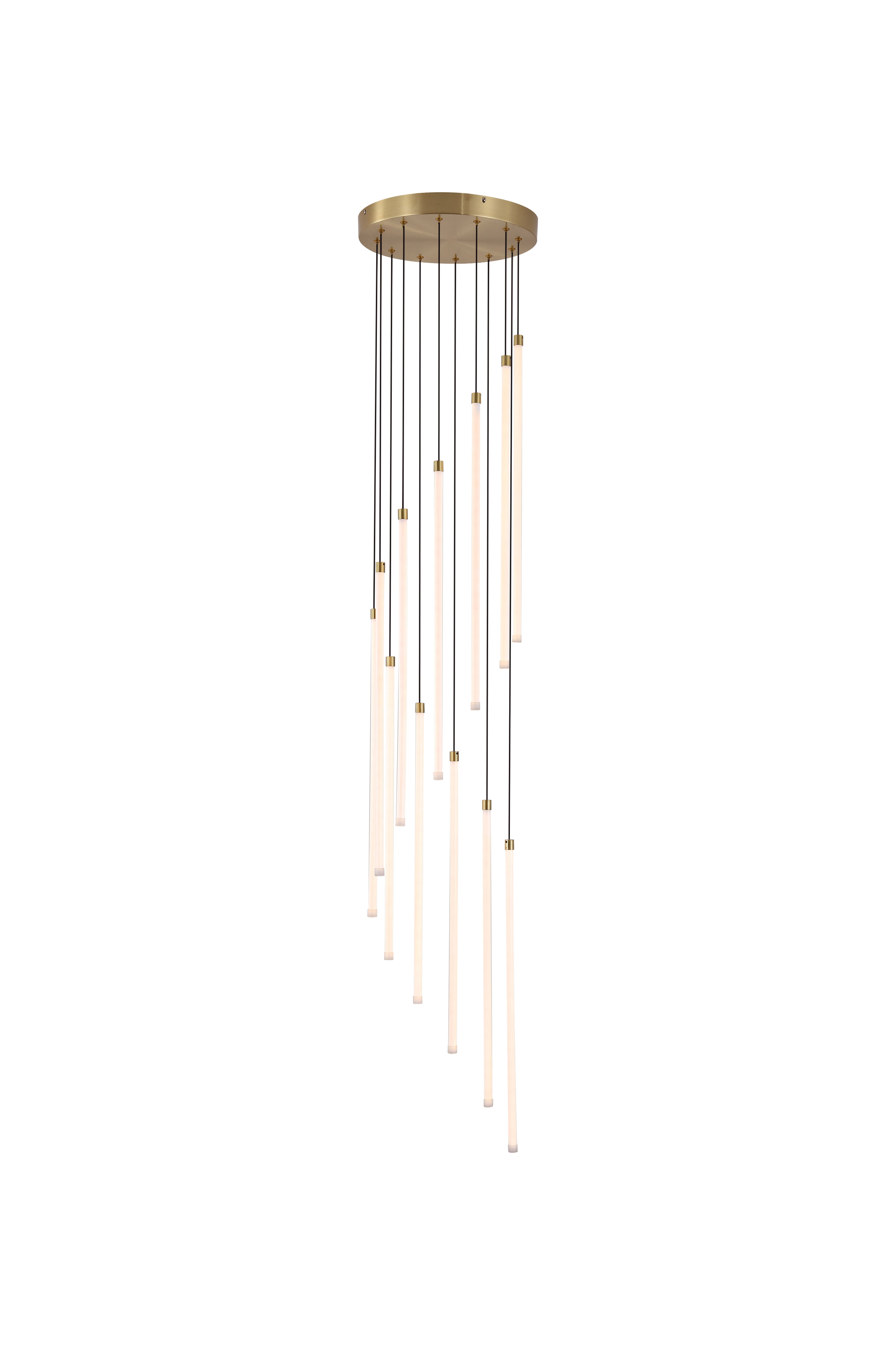 FLARE Suspension led 12L Laiton satiné diffuseur silicone 61w 5098 lm ...