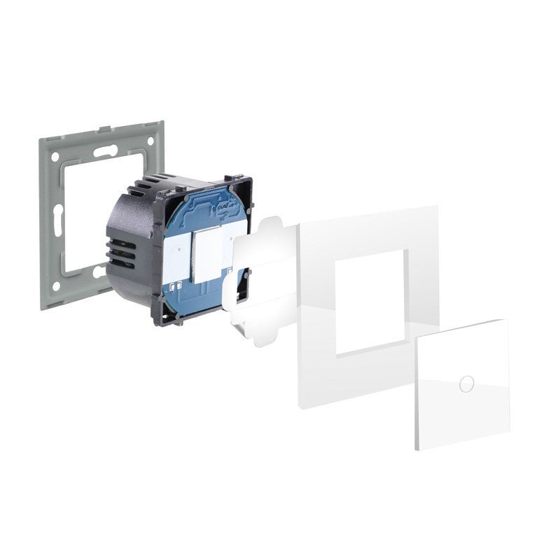 Ledkia Interruptor Táctil Simple con Marco Cristal Modern Blanco Verre ...