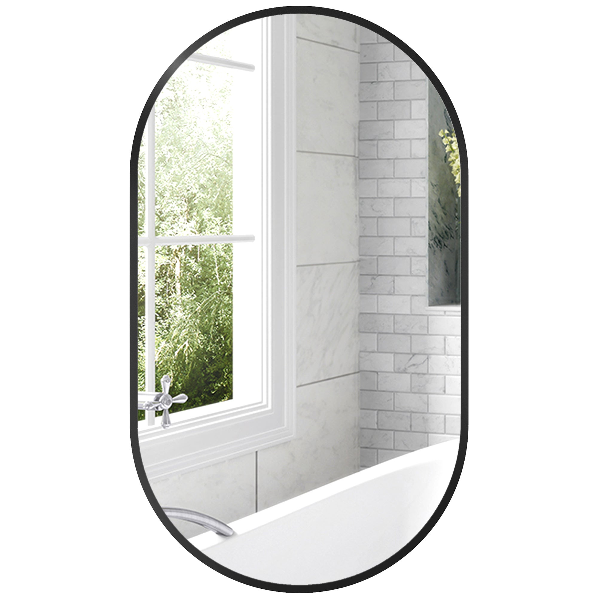 Espejo de Baño Ovalado 40x70 cm Espejo Decorativo de Pared con Marco de ...