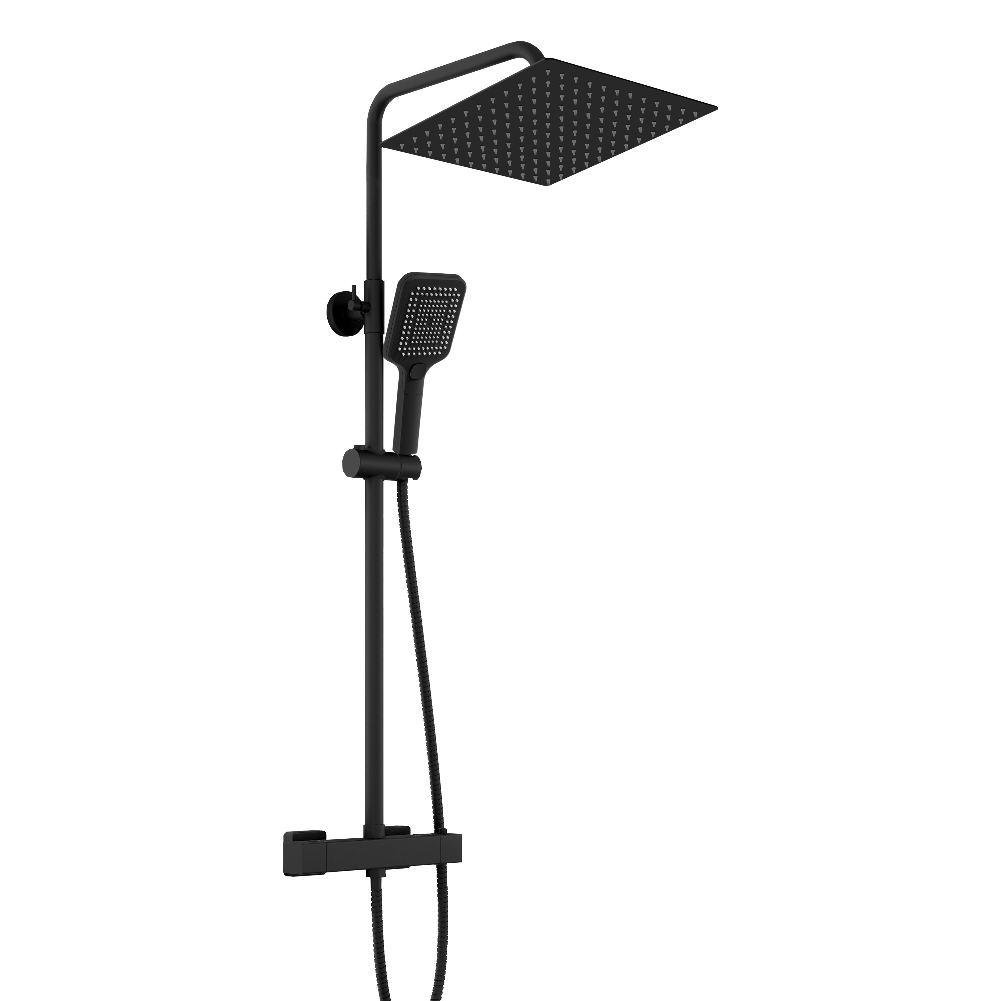 AICA Colonne de douche avec robinet thermostatique noir | Bricoman