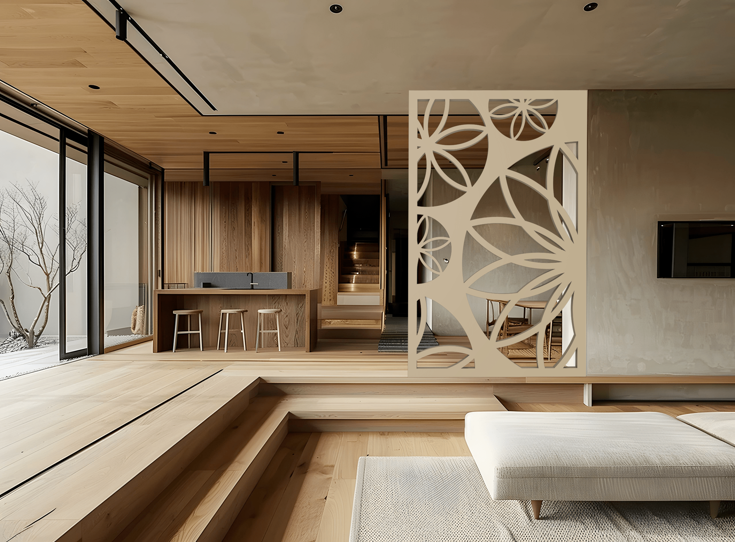 Cloison de séparation bois ANTASENA MDF claustra L.100xH.160xE.1.9cm ...