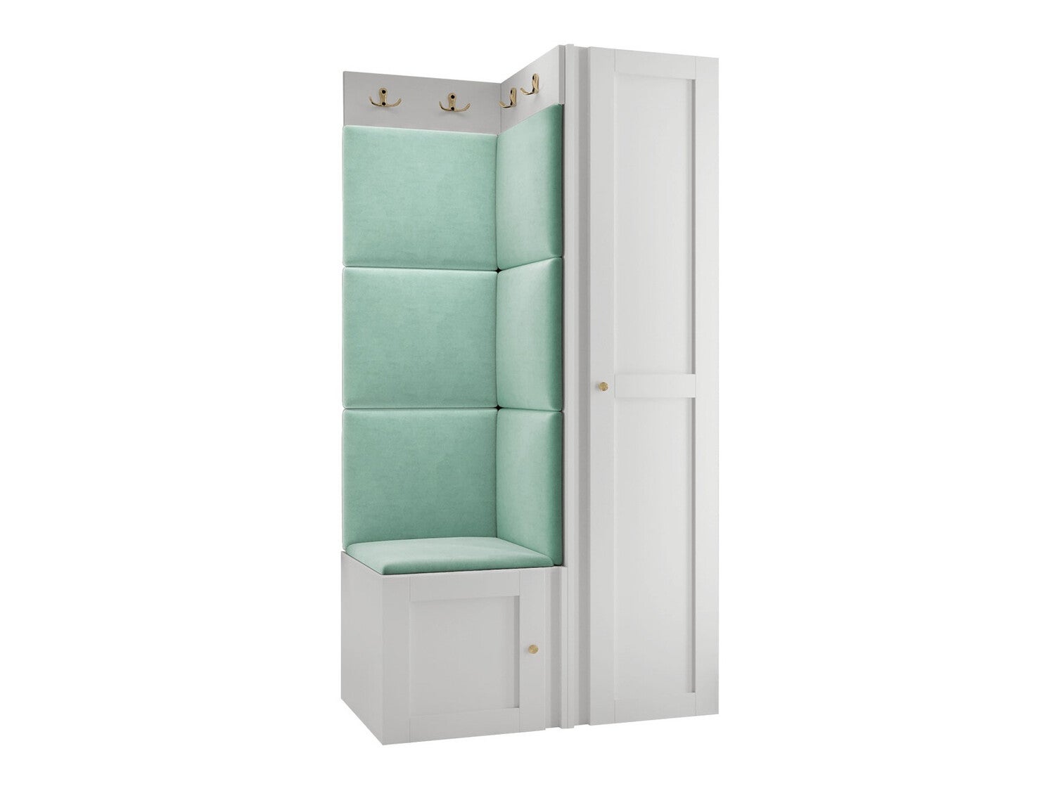 Conjunto para recibidor Hartford 381, 186x82x46cm, Turquesa, Blanco ...