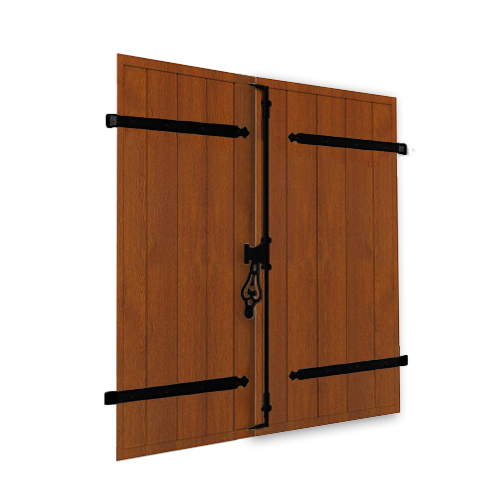 Volet battant PVC 2 vantaux H095 x L120 cm chêne doré à contre-pentures ...