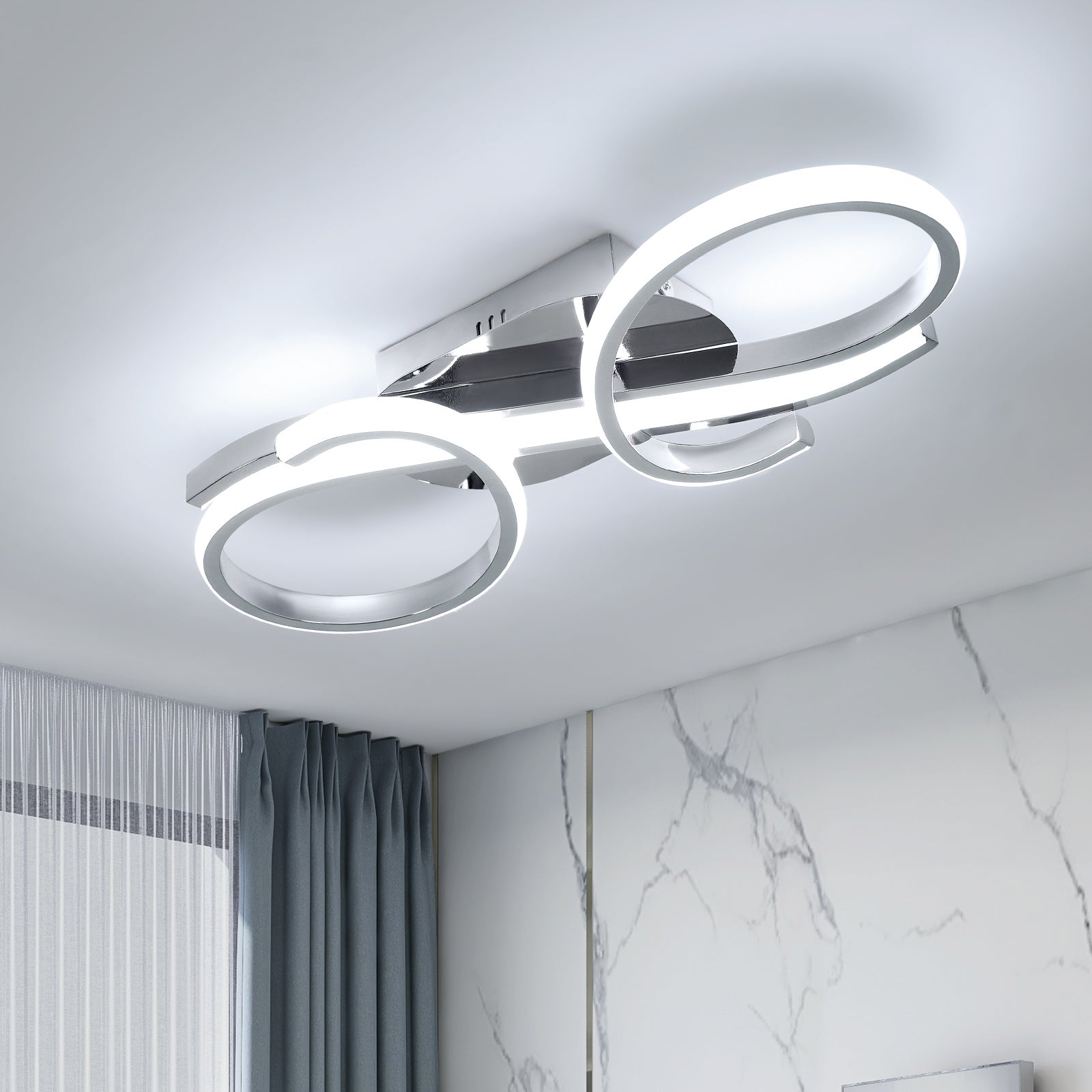 COMELY Plafonnier LED Moderne Double Anneau Doré 36W 4050LM 6500K ...