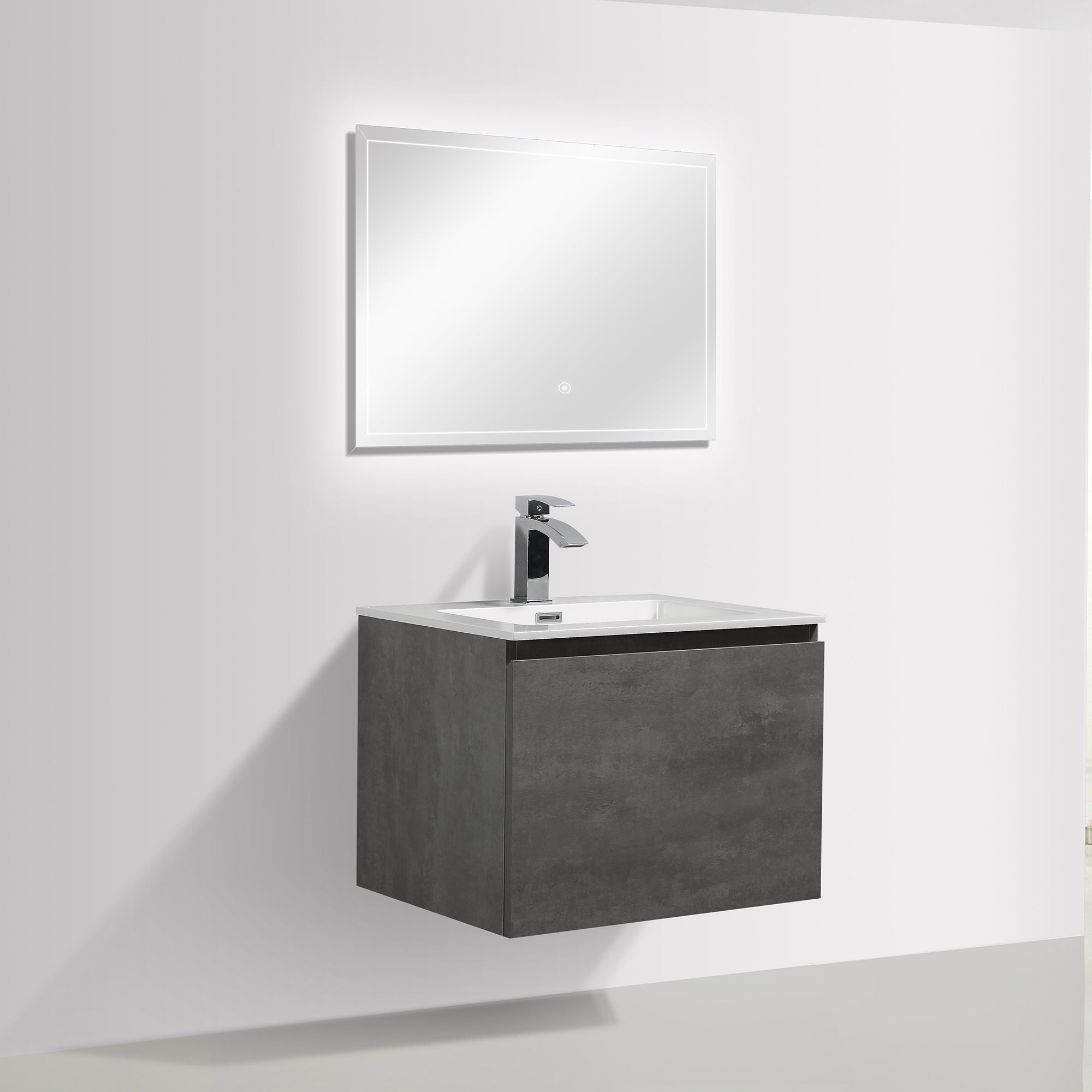 BERNSTEIN - Mueble de cuarto de baño Alice 600 gris efecto Cemento ...