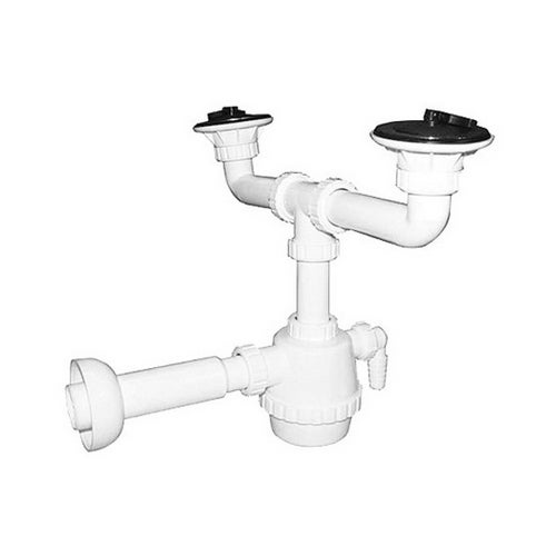 SIPHON PVC 2 VOIES AVEC VIDANGE ET VIDANGE LAVE-LINGE AVEC SORTIE 1"1/4 ...