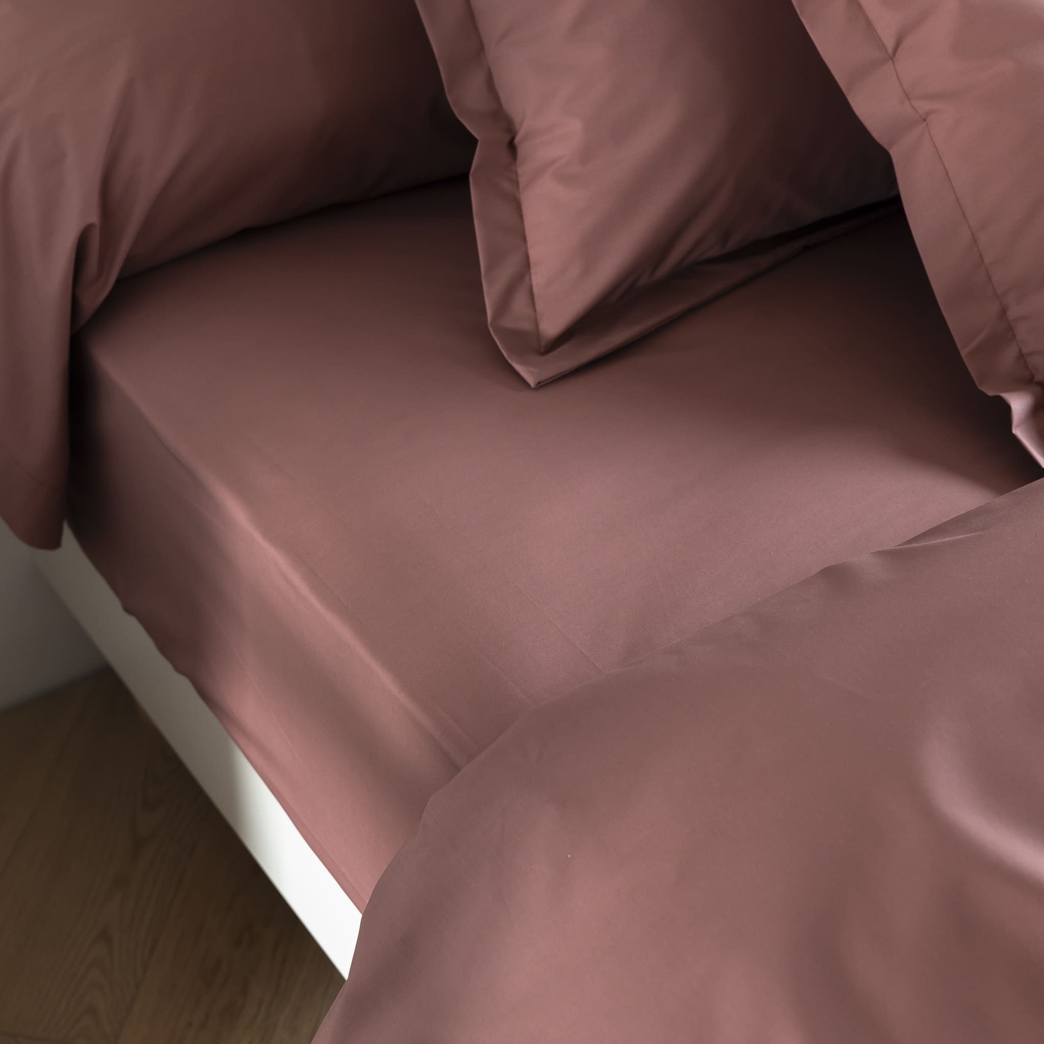Drap housse coton percale bonnet 30 cm Bois de rose 140x190 - SOMEO ...