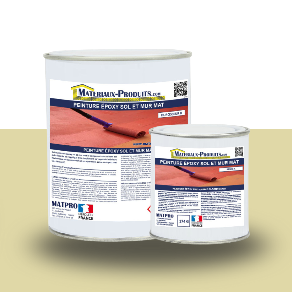 Peinture époxy sol et mur mat Kit de 10 Kg Ivoire RAL 1015 - PEINT70 ...