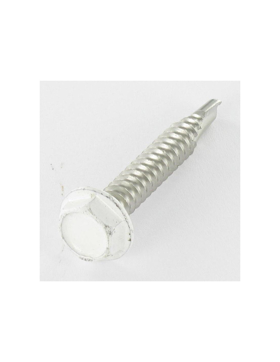 Vis autoperceuse Tête hexagonale TH 6.3X40 Inox A2 RAL9010 blanc pur-200 pièces | Leroy Merlin