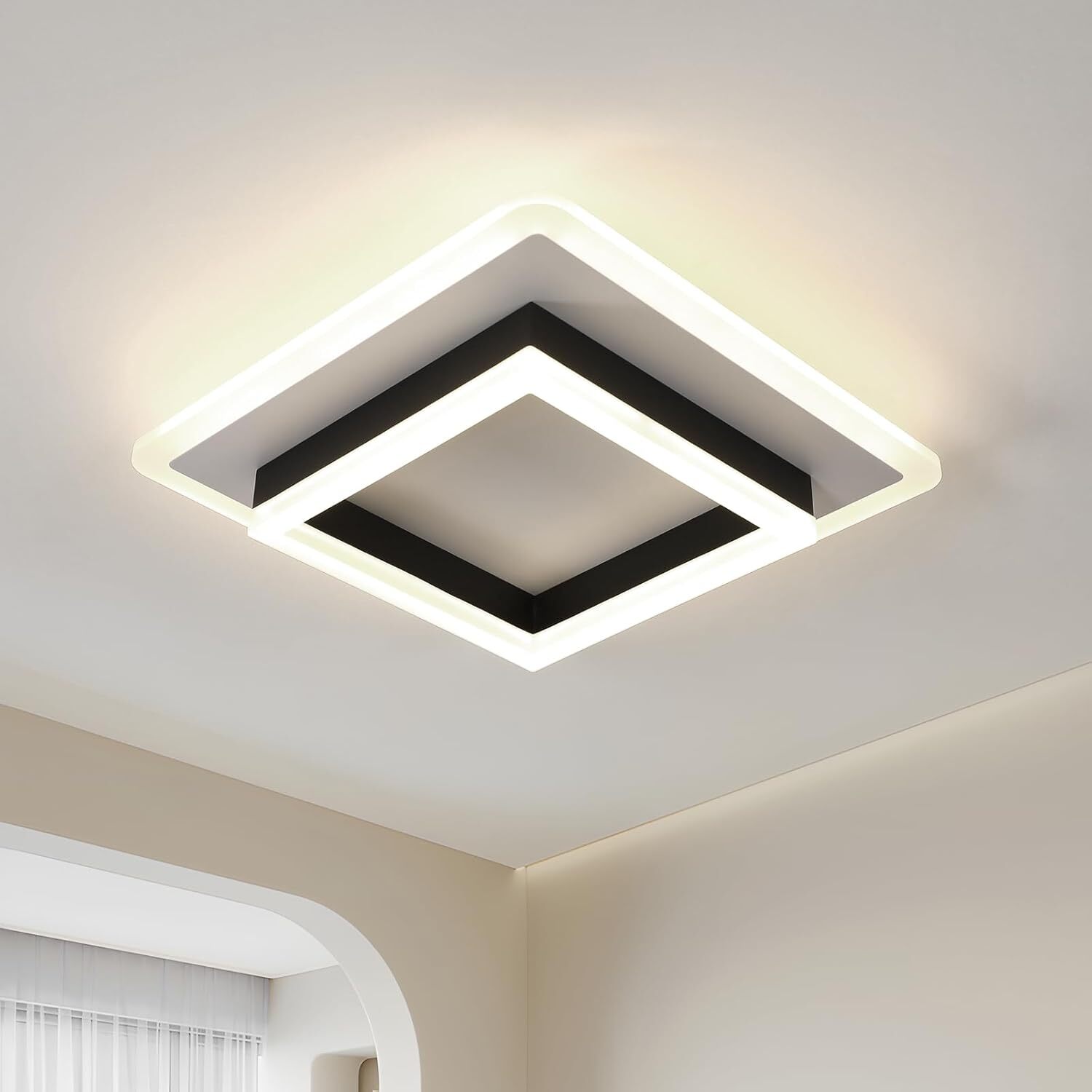COMELY Plafonnier LED 30W 3375LM, Lampe de Plafond Carrée Noire 4500K ...