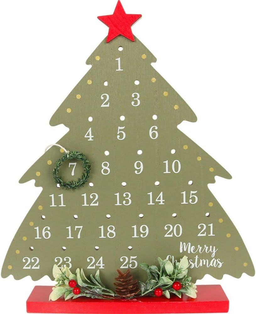 Calendrier De Compte À Rebours De Noël en Bois Rustique, Figurines en ...